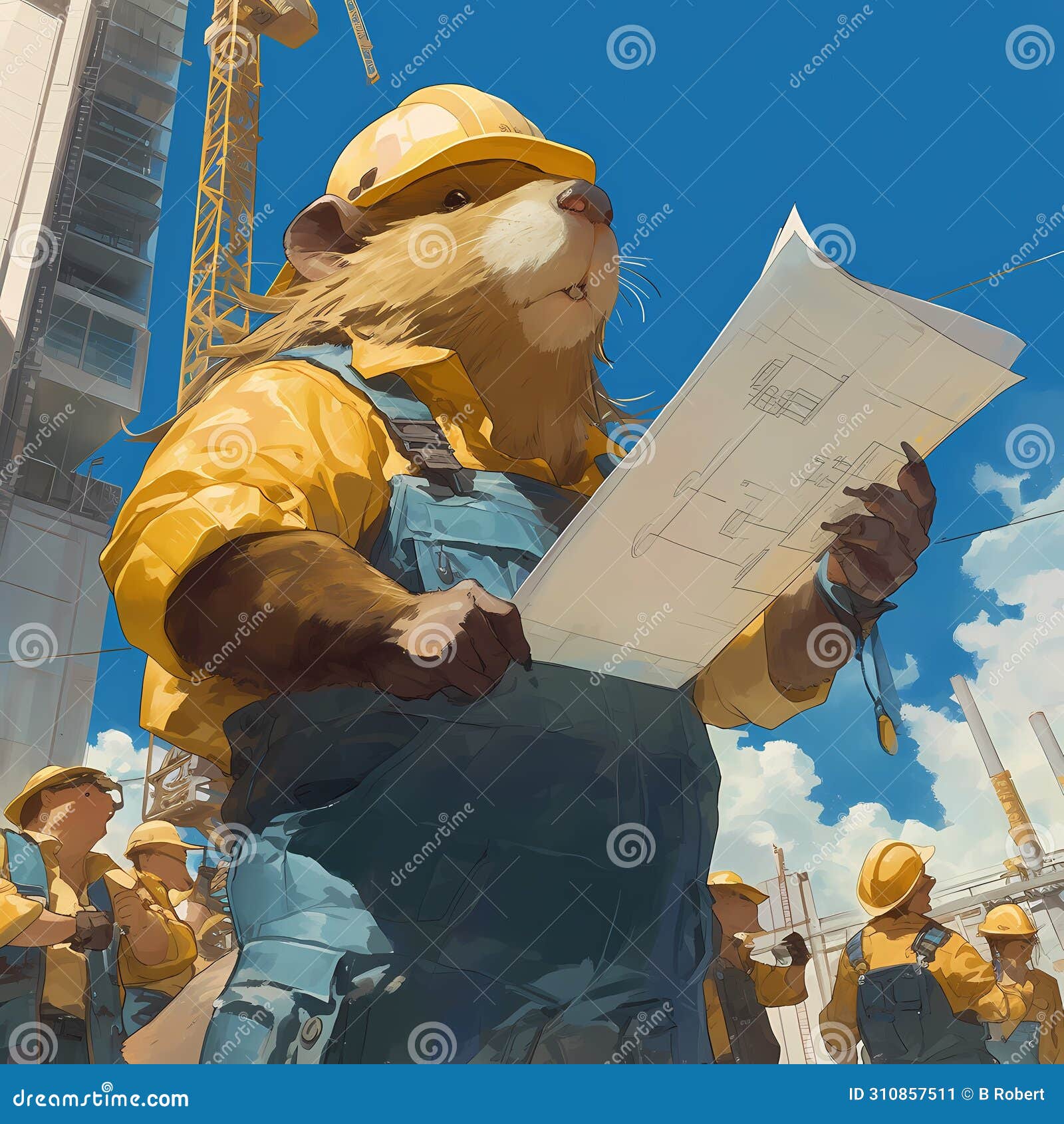 Determined Rat Architect in Action Stock Illustration - Illustration of ...