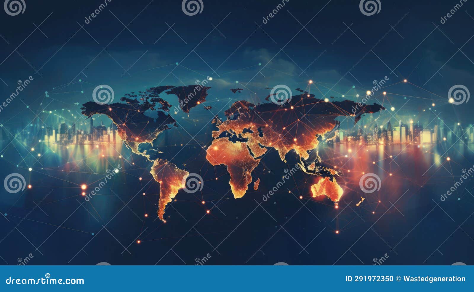 A World Map with Dots Connecting, Illustrating a Global Network Stock ...