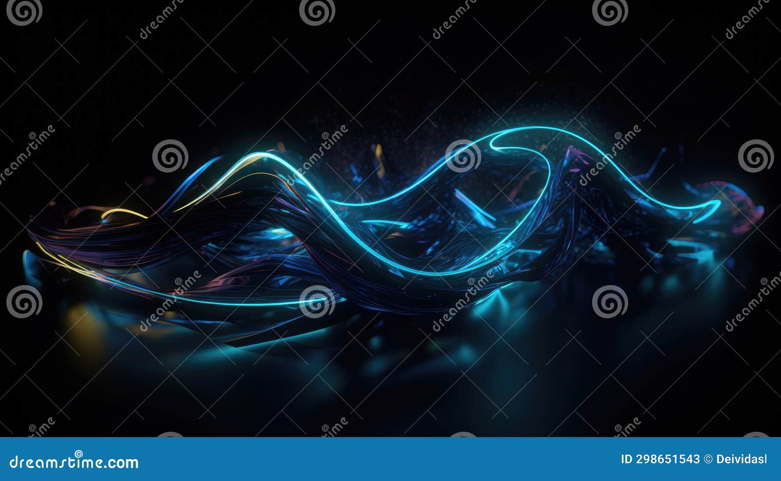 Digital Neon Serenity: the Ebb and Flow of Light Stock Illustration ...