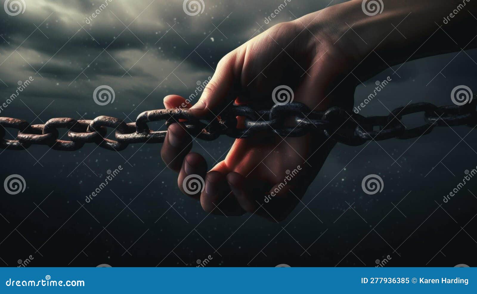 Hand Holding Chain, Dark Moody Background Stock Illustration ...