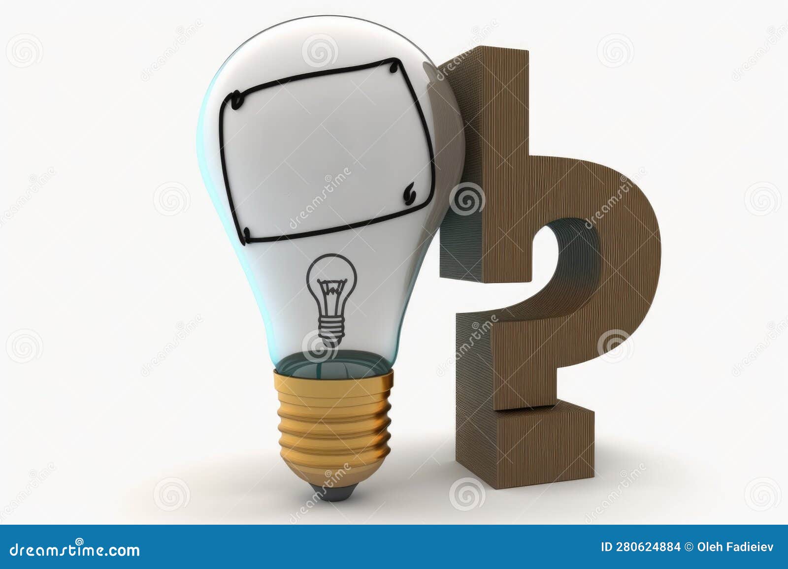 Light Bulb with Question Mark Stock Illustration - Illustration of watt ...
