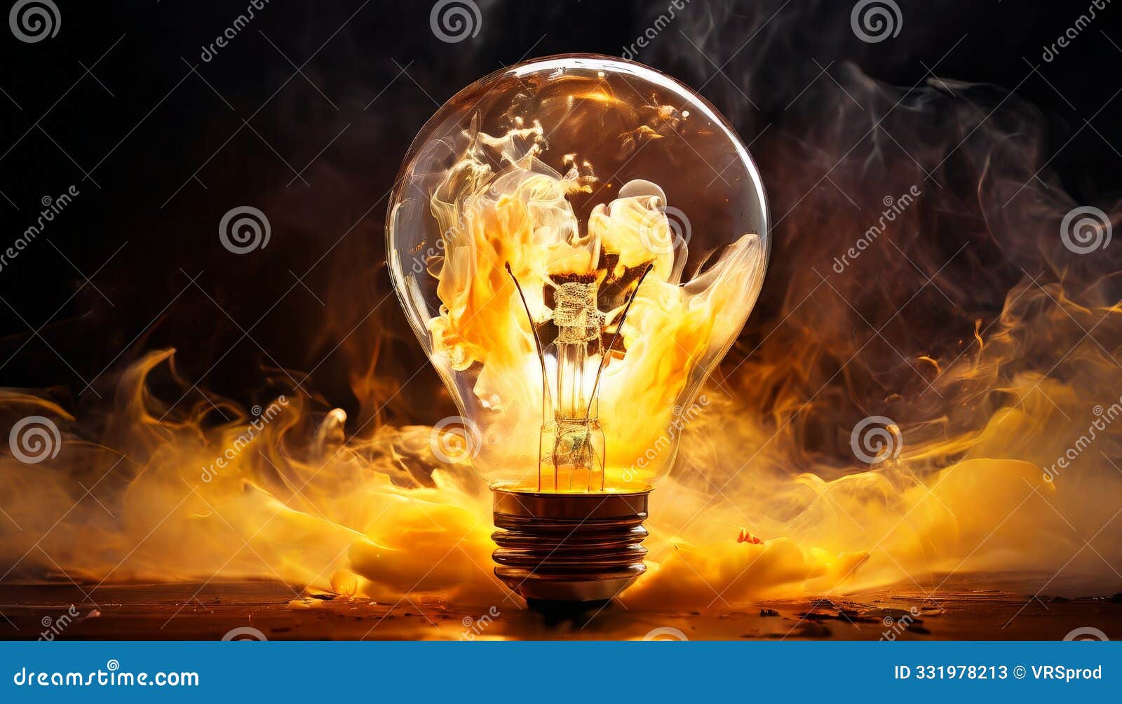 Light Bulb Engulfed in Flames with Dark Background Stock Image - Image ...
