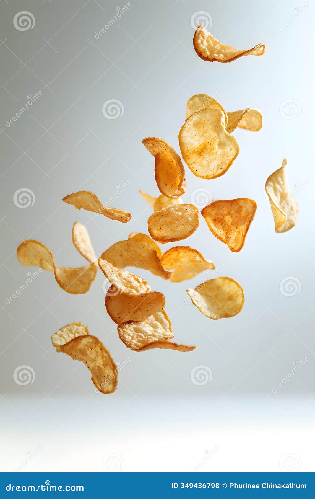 Crispy Potato Chips Falling Food Photography Snack Delicious Stock ...