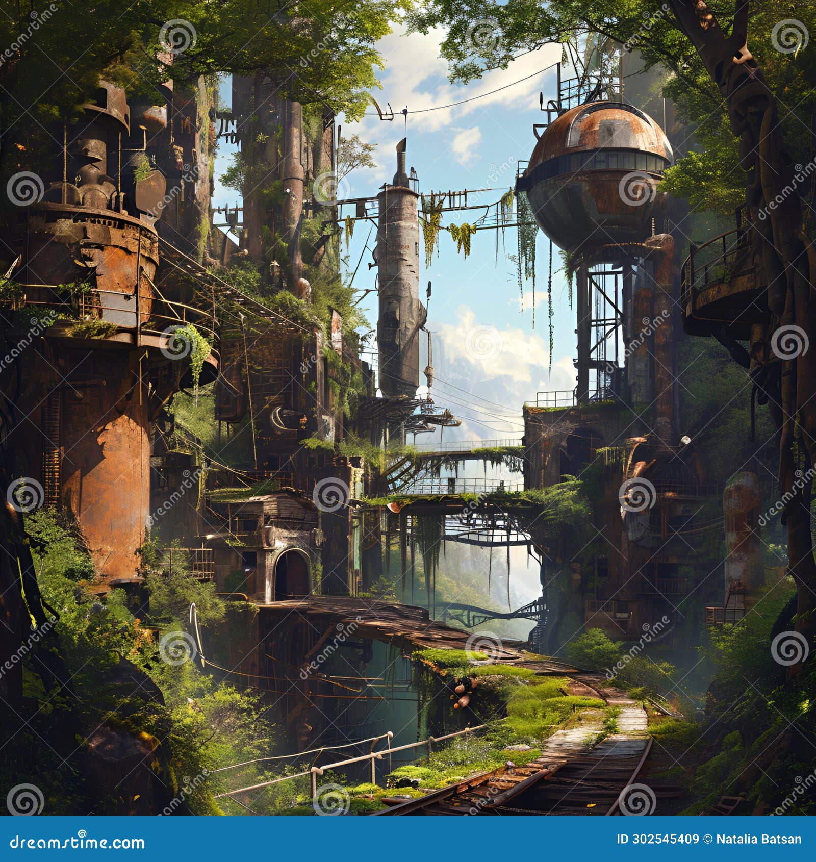 A Steampunk-inspired World Where Mechanical Elements Blend with Nature ...