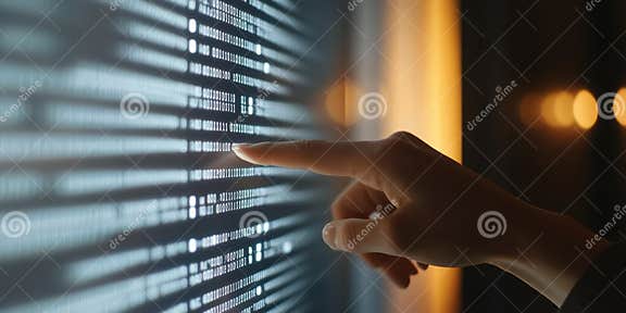 Futuristic Touch Interface with Binary Code in Abstract Environment ...