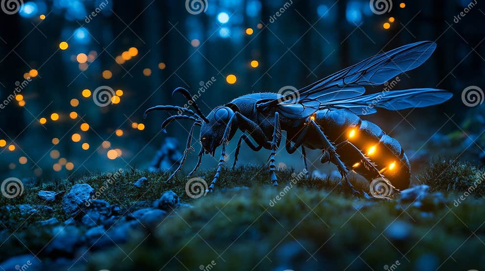 This Captivating Image Portrays a Glittering Firefly Dancing through a ...