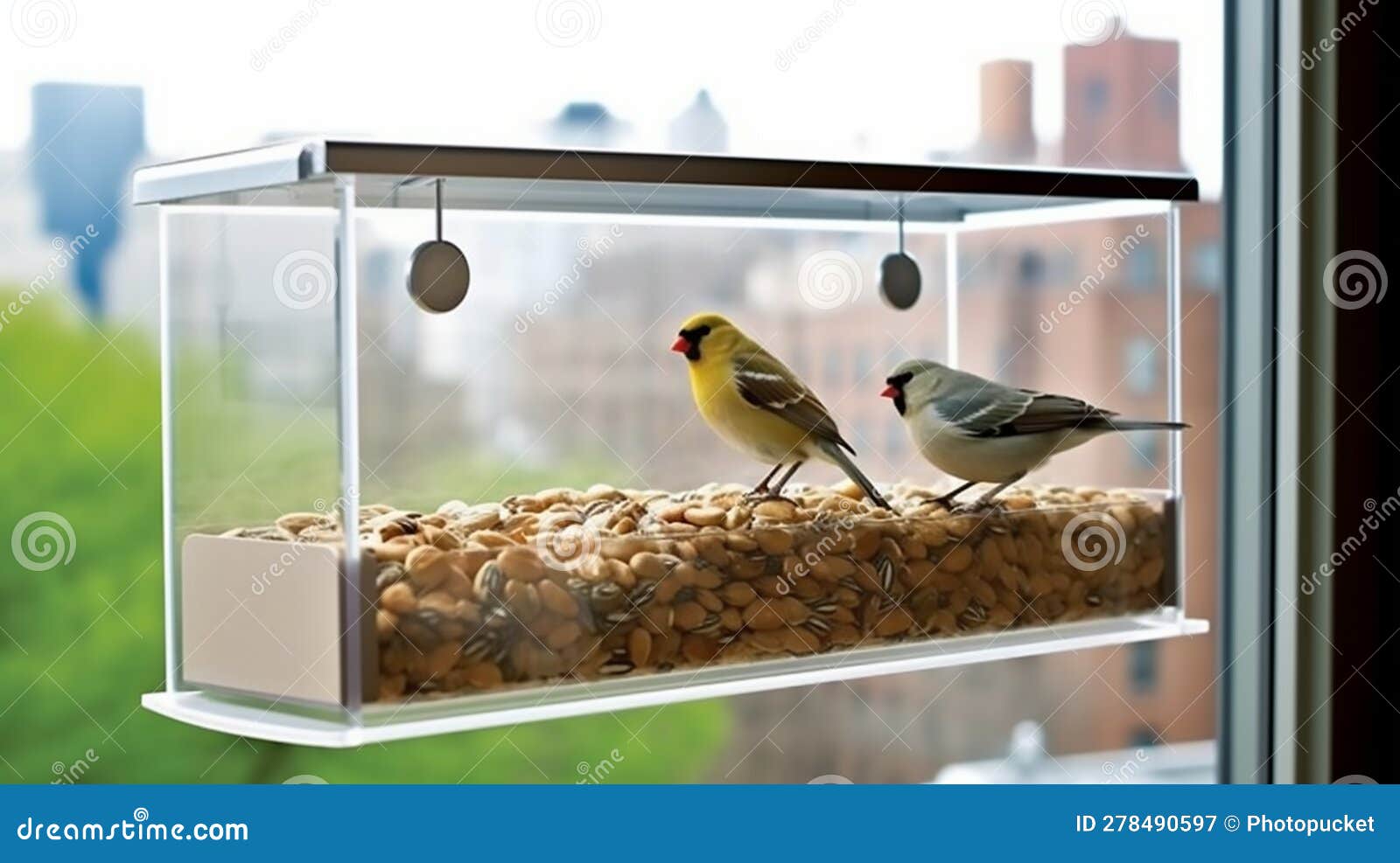 Urban Aviary Window Feeder stock illustration. Illustration of ...