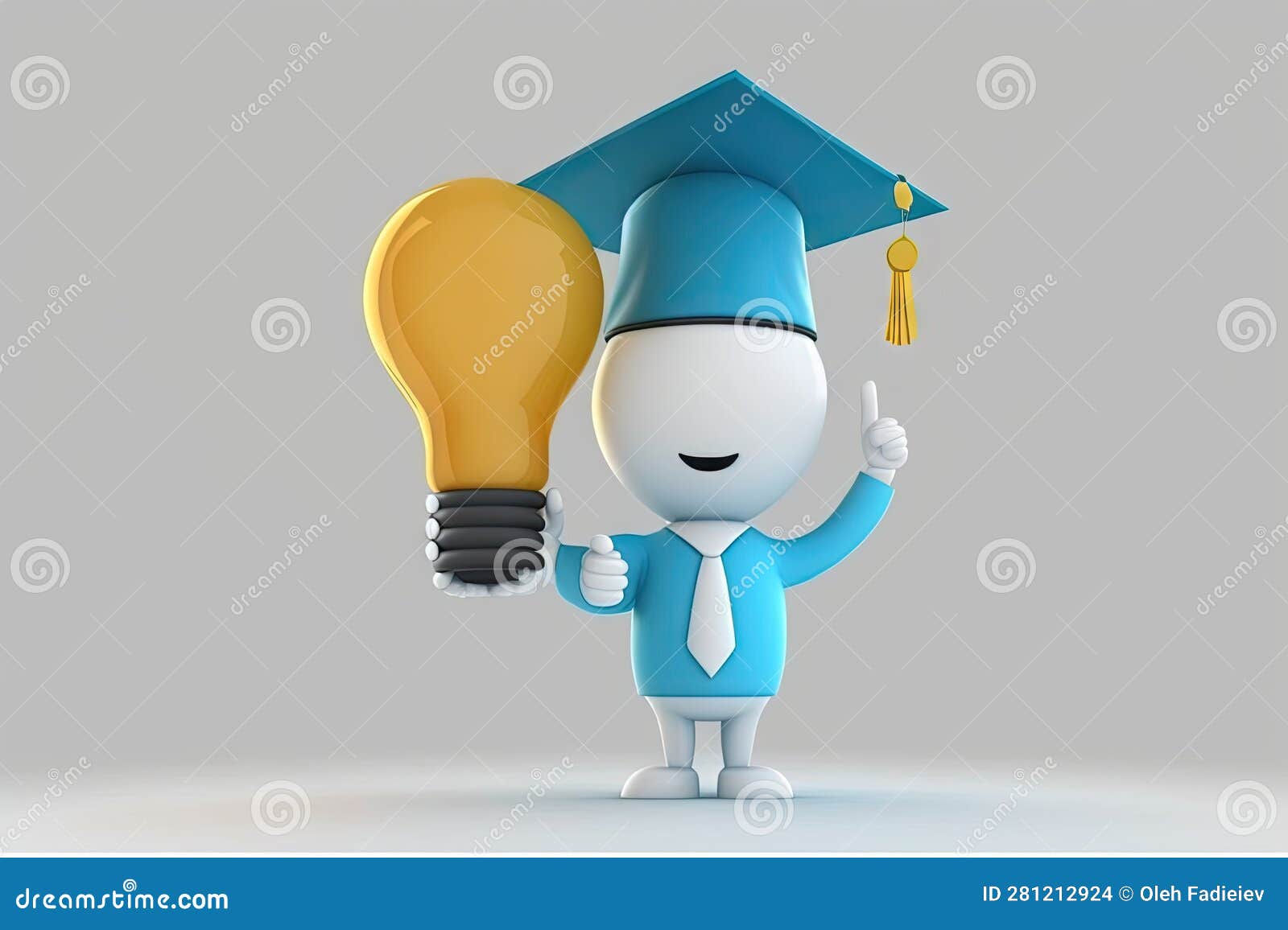 Graduation Student with Light Bulb Stock Illustration - Illustration of ...