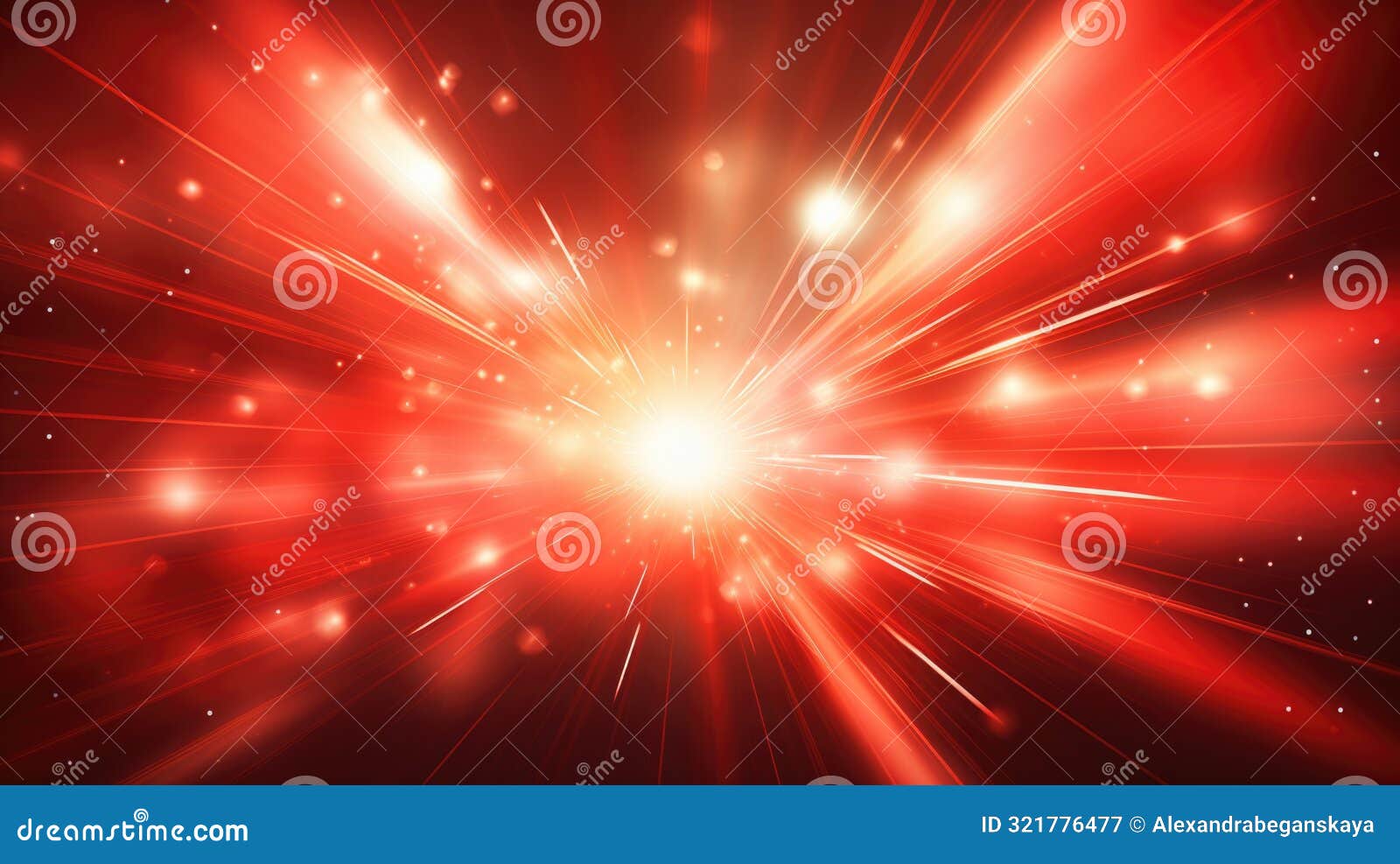 Radiant Red Cosmic Explosion with Intense Light Beams Stock ...