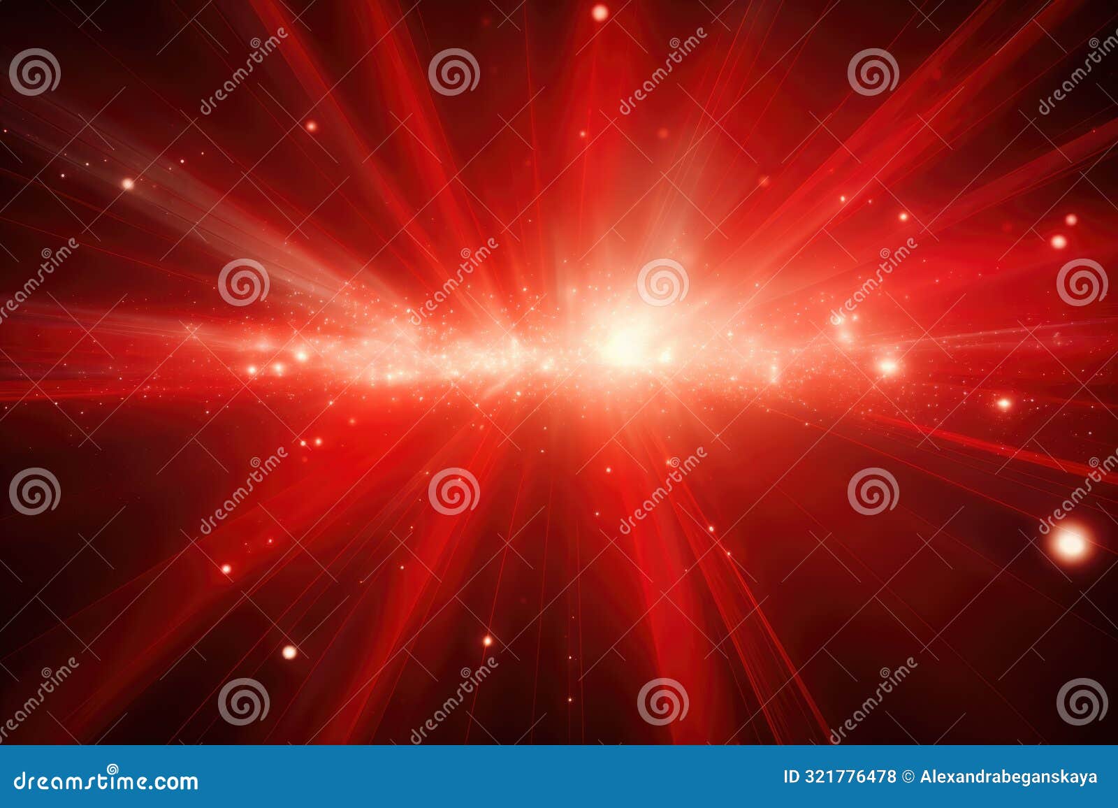 Radiant Red Cosmic Explosion with Intense Light Beams Stock ...