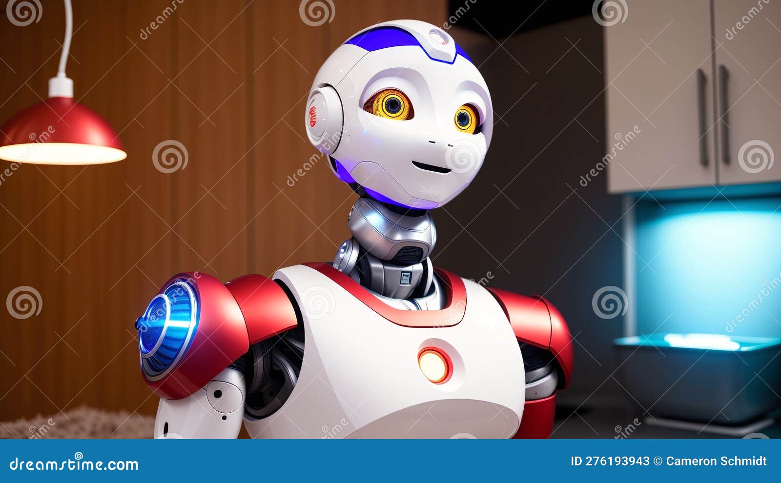 A Captivating Image of a Robot with a Red Light on AI Generative Stock ...