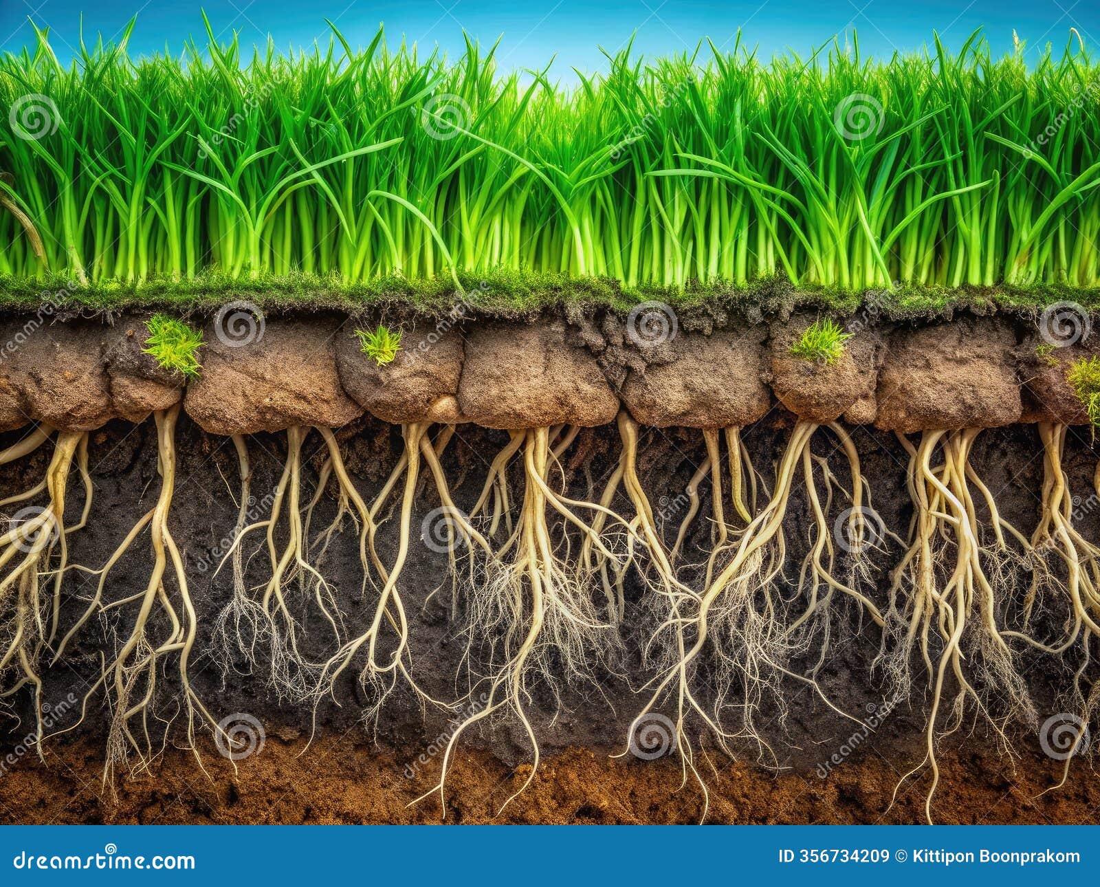 A Detailed Macro Exploration of Grass Roots Penetrating the Earths ...