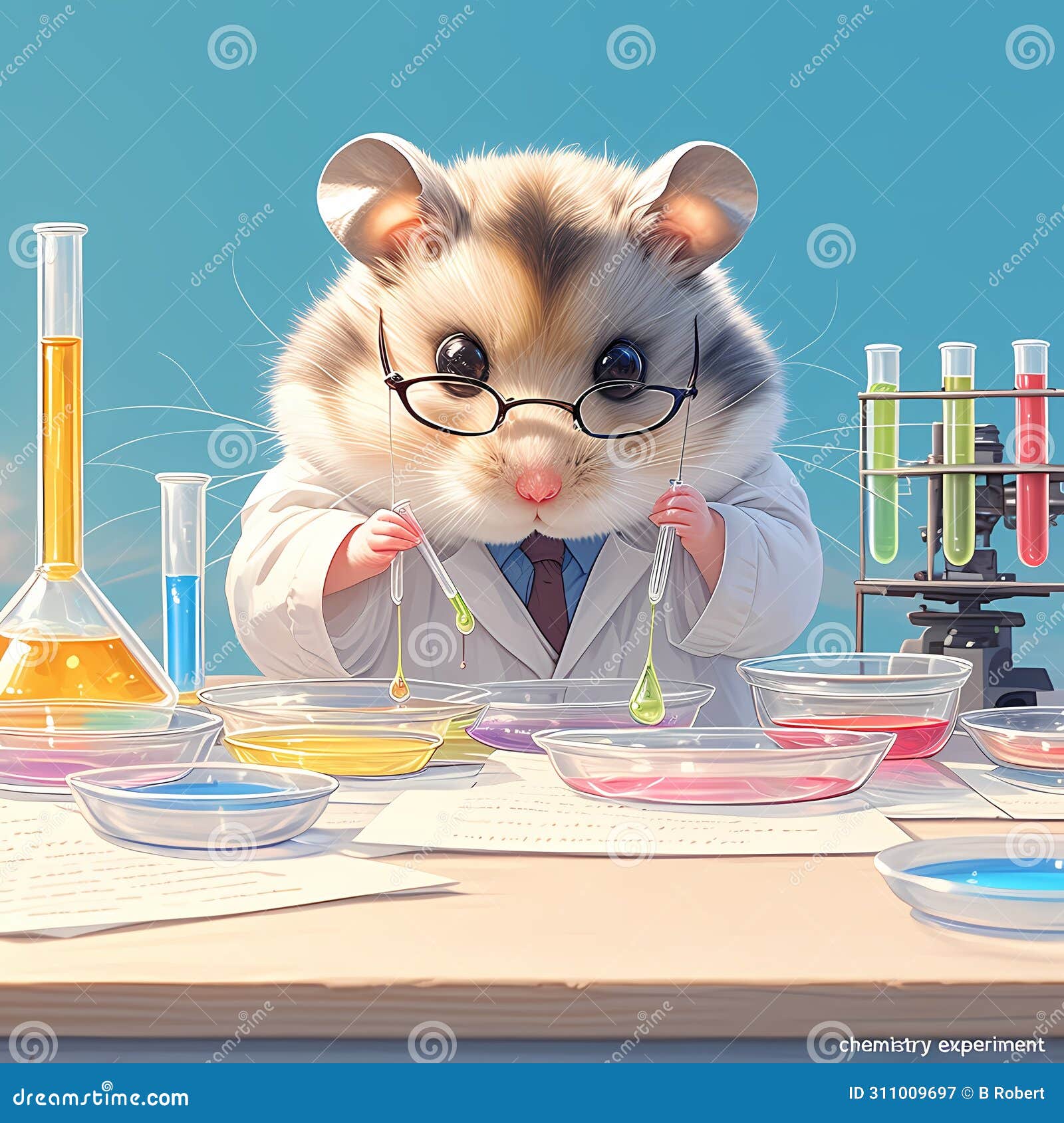 Inquisitive Hamster Conducting Science Experiment Stock Illustration ...