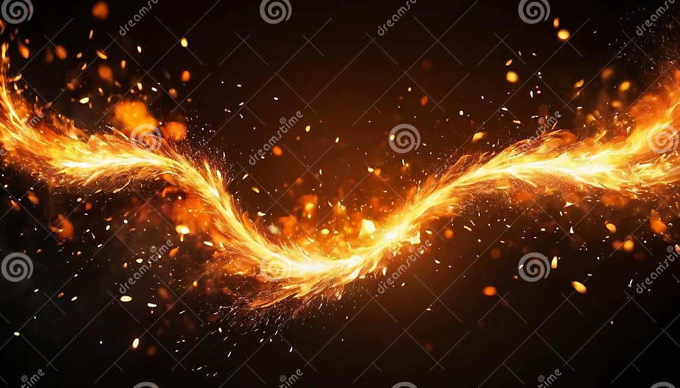 Dynamic Fire Flow Against a Dark Background Stock Illustration ...