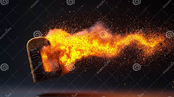 Exploding Toast Slice with Fire and Embers Dramatic Food Photography AI ...