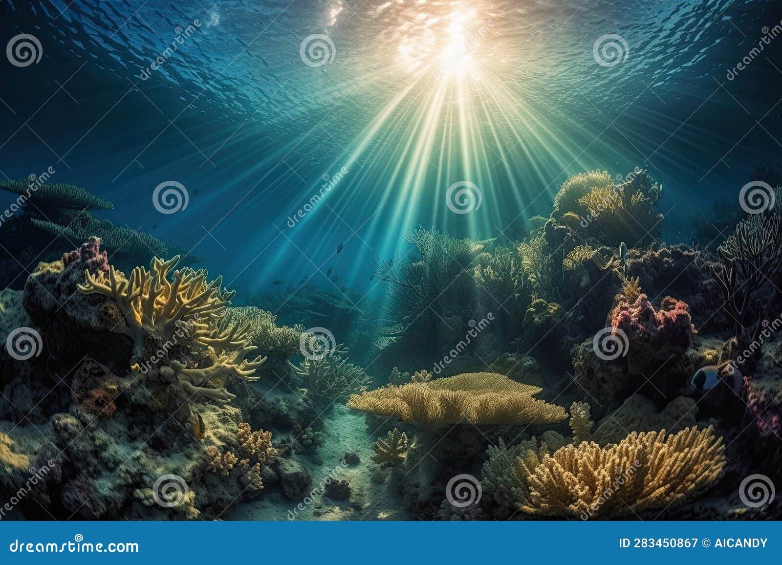 Captivating Image of Sunburst Patterns in a Stunning Underwater World ...