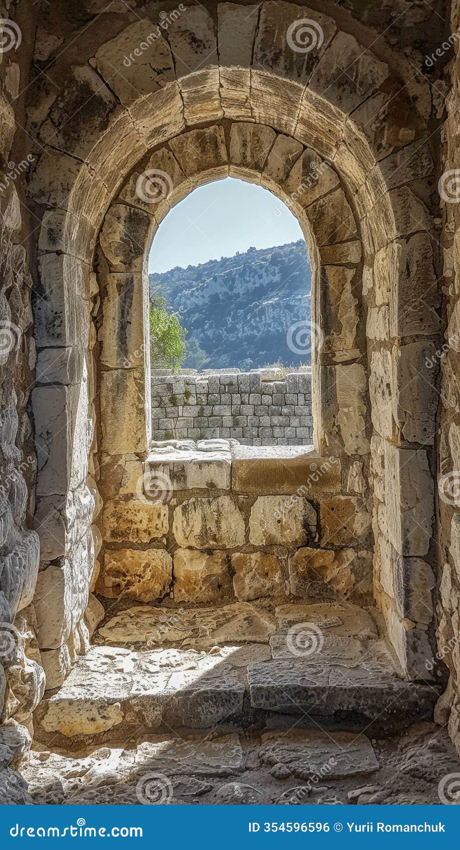 Captivating Image of a Vacant Room with Textured Stone Walls Seen ...