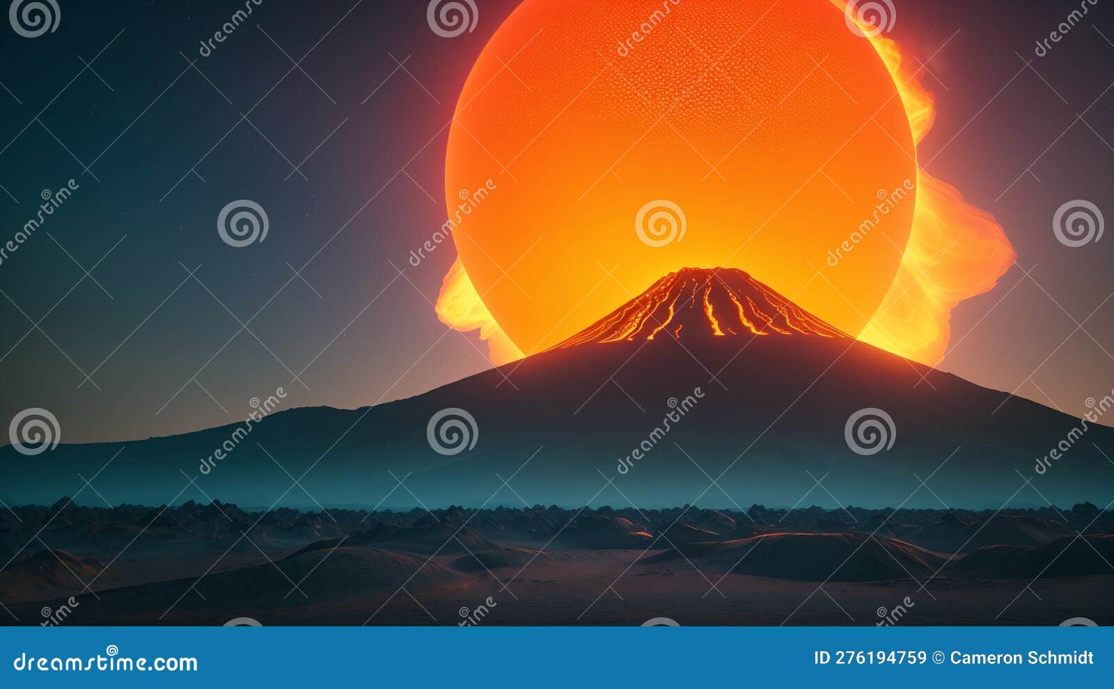 A Captivating Image of a Volcano with a Bright Orange Sun in the ...