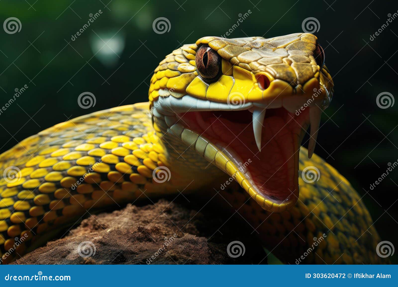 The Gold-ringed Cat Snake In Attacking Position Stock Image ...
