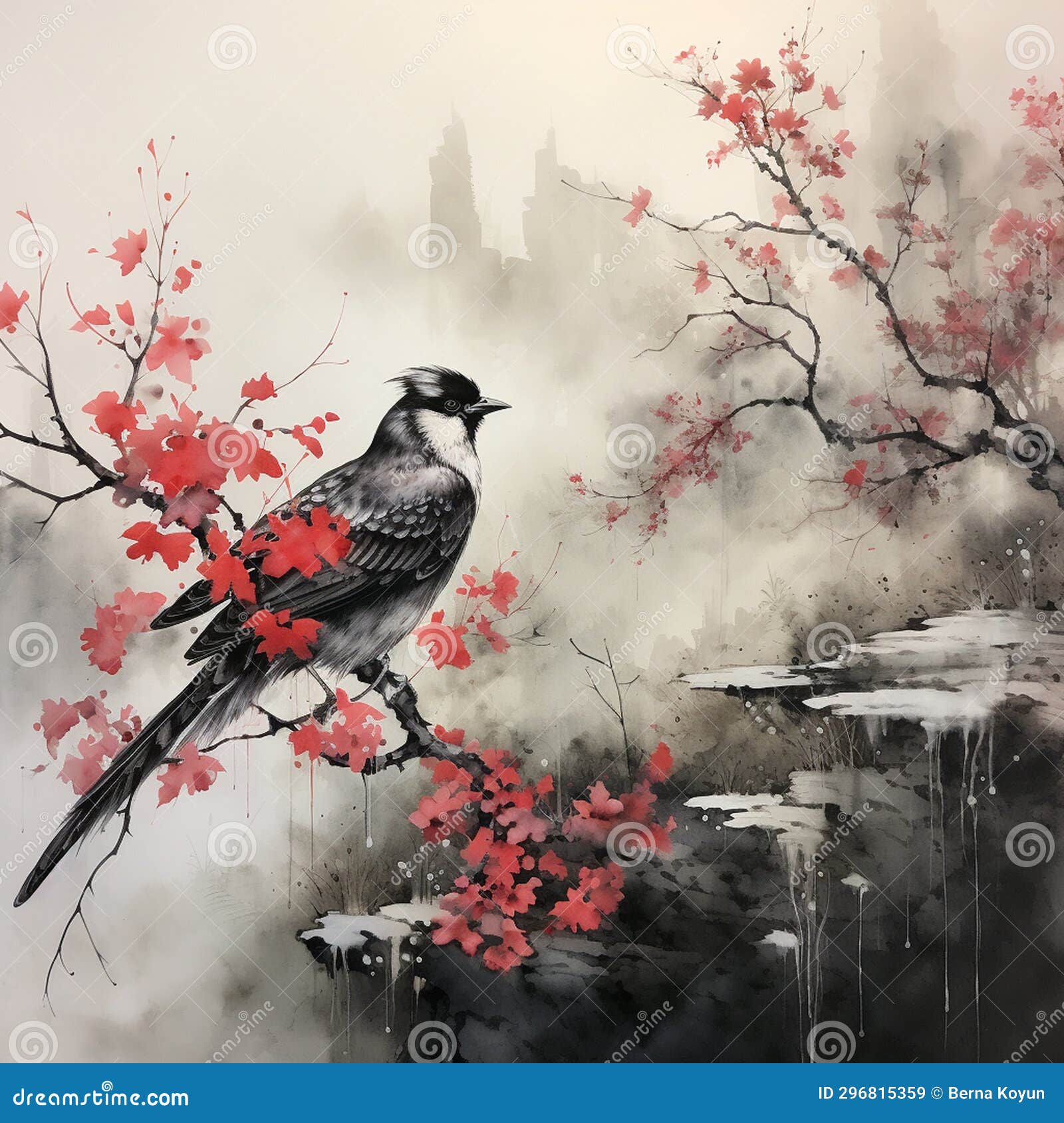 Captivating Ink Harmony Japanese Hand-Drawn Stock Illustration ...