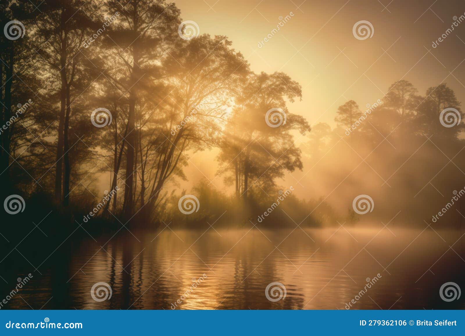 A Captivating Landscape Featuring a Dense Forest on the Opposite Shore ...