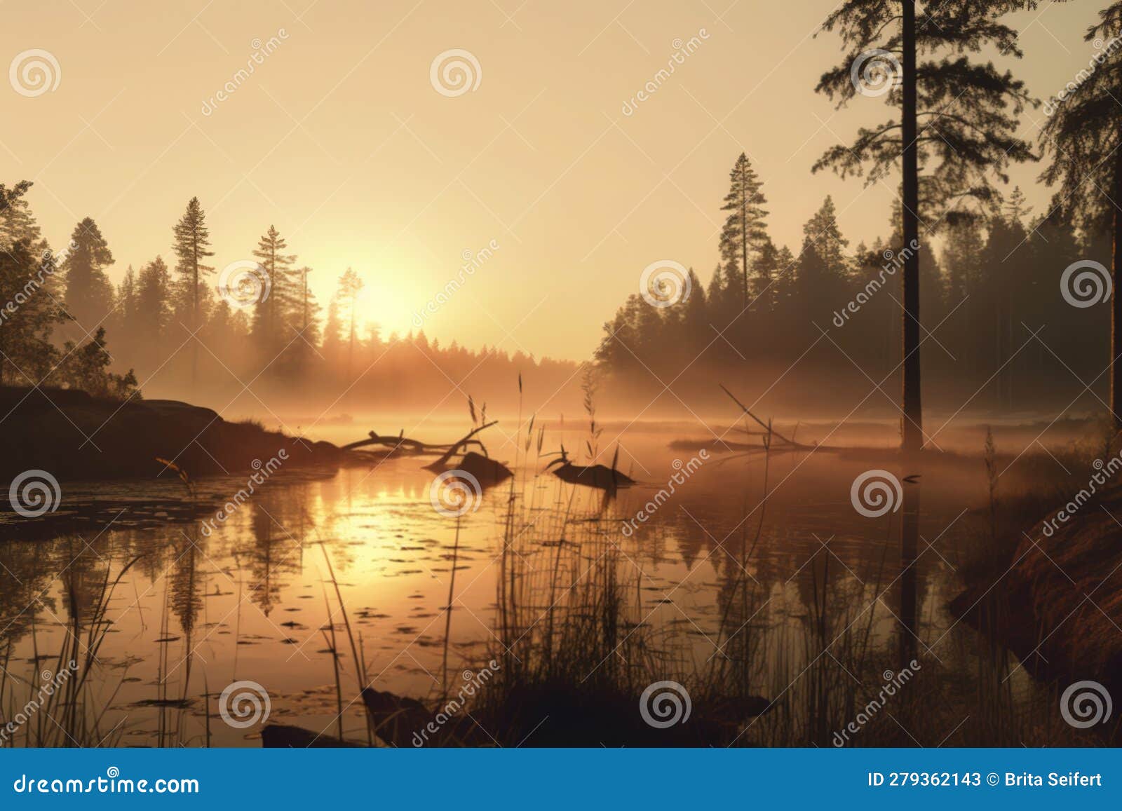 A Captivating Landscape Featuring a Dense Forest on the Opposite Shore ...