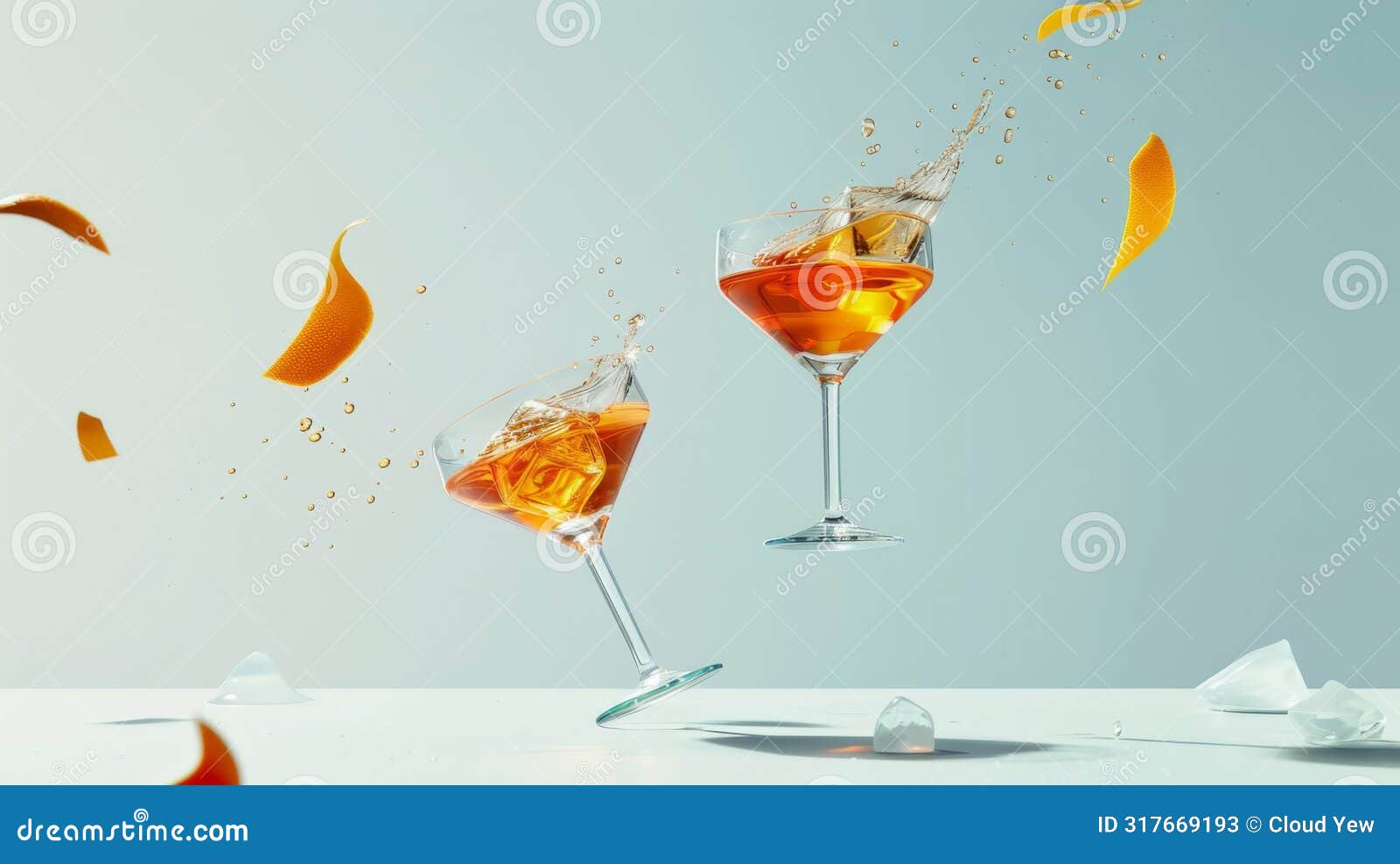 Captivating Layout Featuring Levitating Cocktail Glasses Stock ...