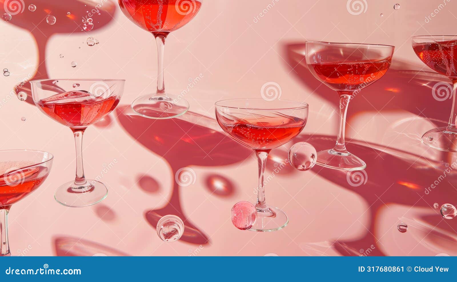 Captivating Layout Featuring Levitating Cocktail Glasses Stock ...