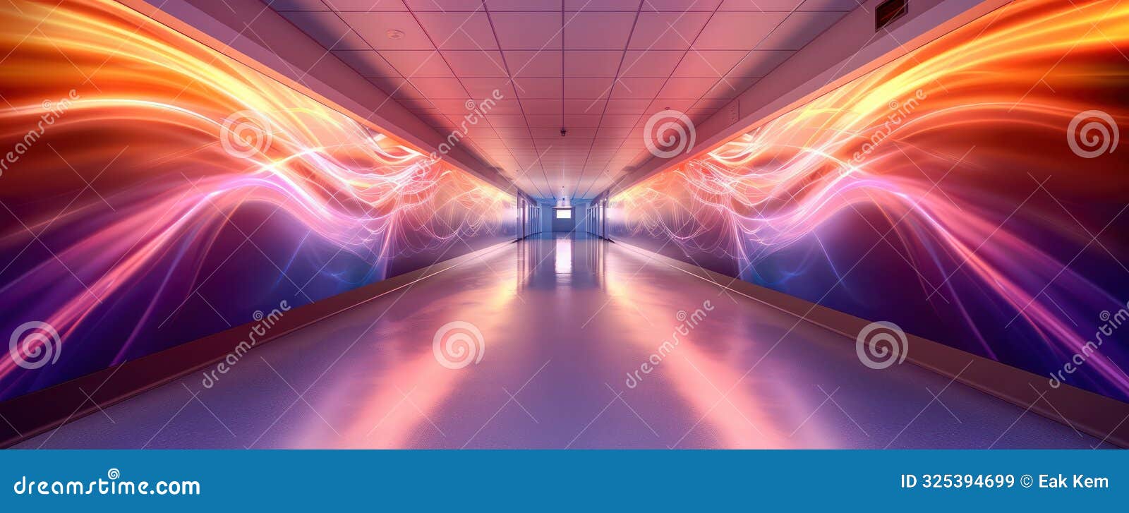 Captivating Light Display Projected on Hallway Walls, Abstract Art ...