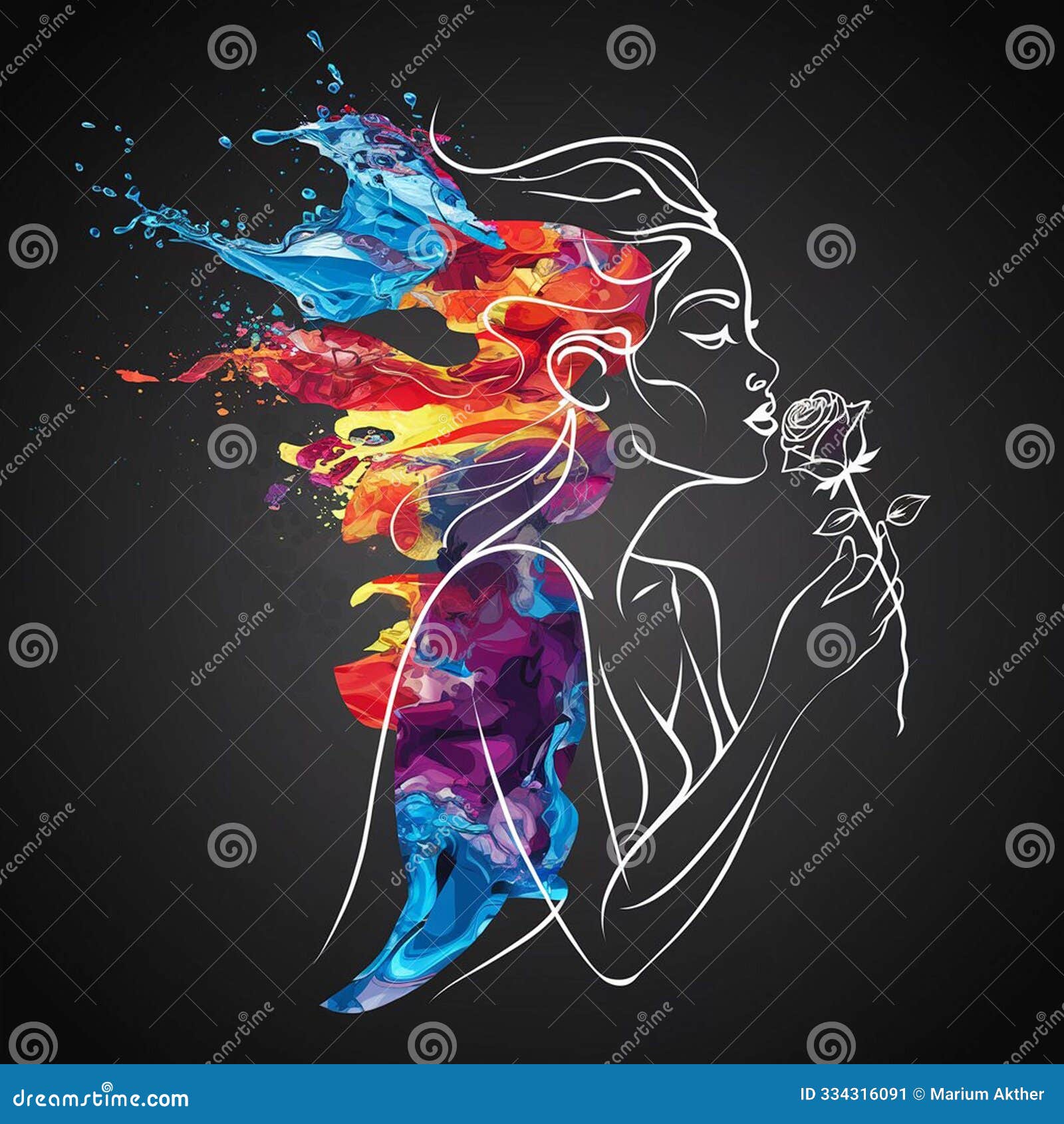 A Captivating Line Art Drawing that Masterfully Blends Abstract ...