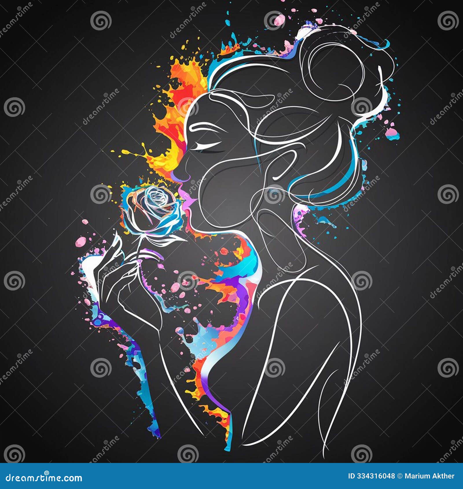 A Captivating Line Art Drawing That Masterfully Blends Abstract ...