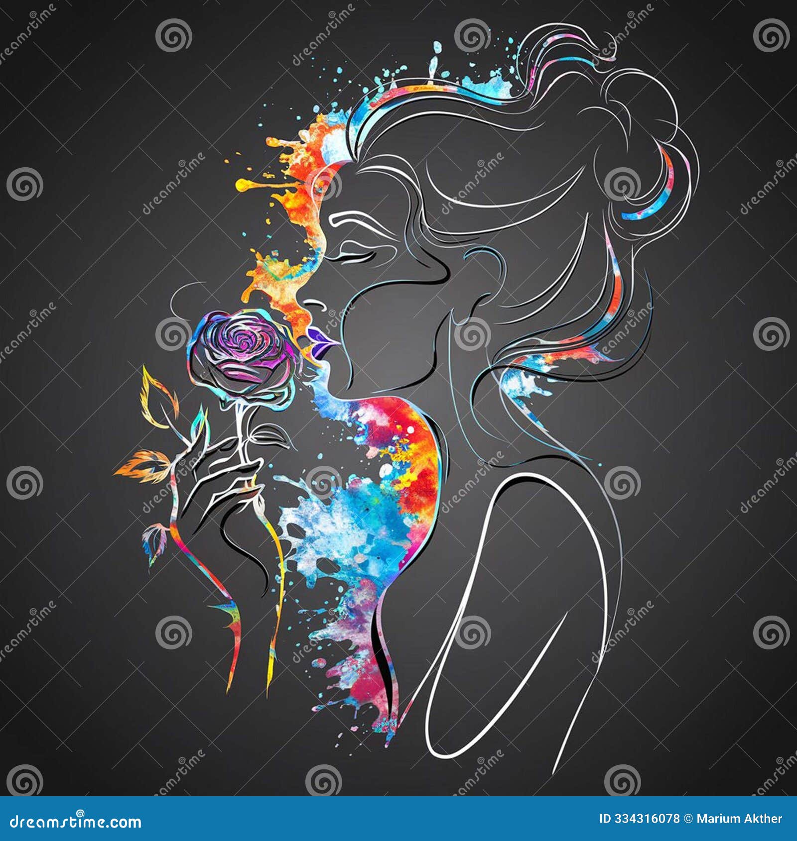 A Captivating Line Art Drawing that Masterfully Blends Abstract ...