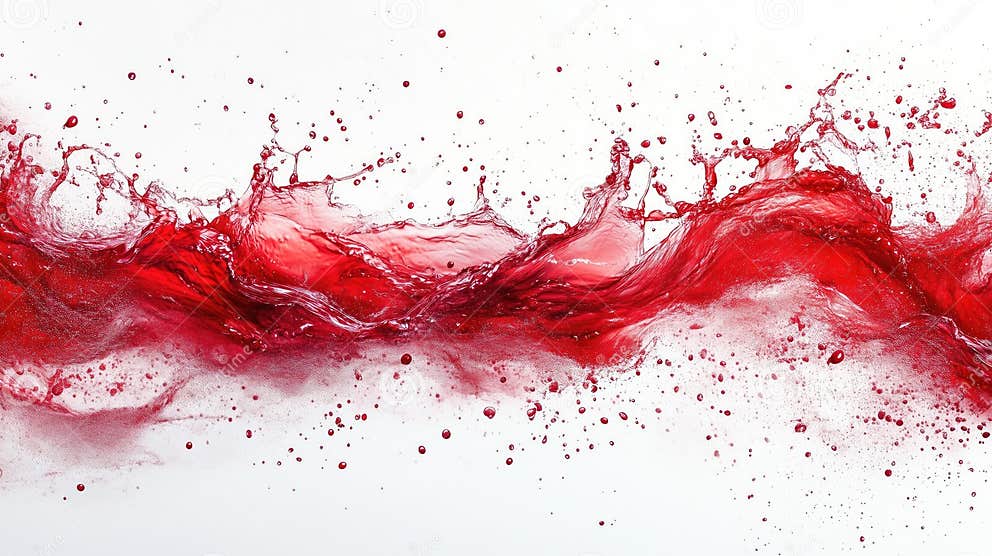 Red Color Liquid Splashing Across Screen, Food Beverage Macro Concept ...