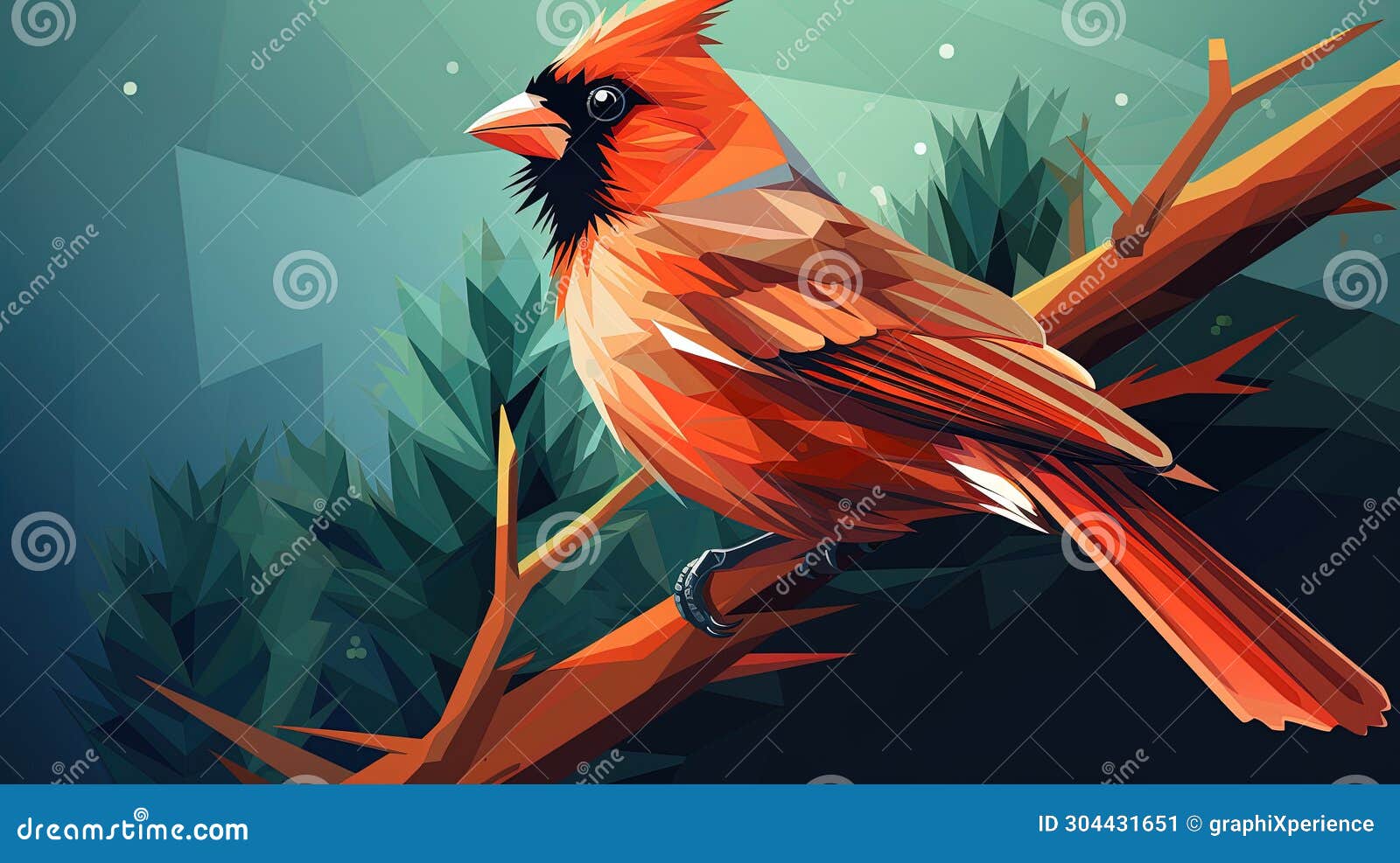Captivating Majestic Northern Cardinal Vector Art Stock Illustration ...