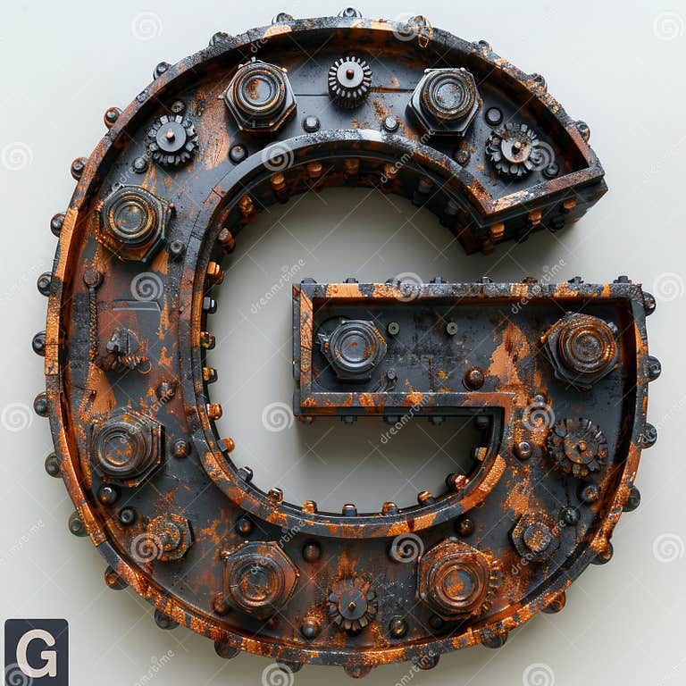Captivating Metal Letter G Crafted from an Array of Interlocking Gears ...