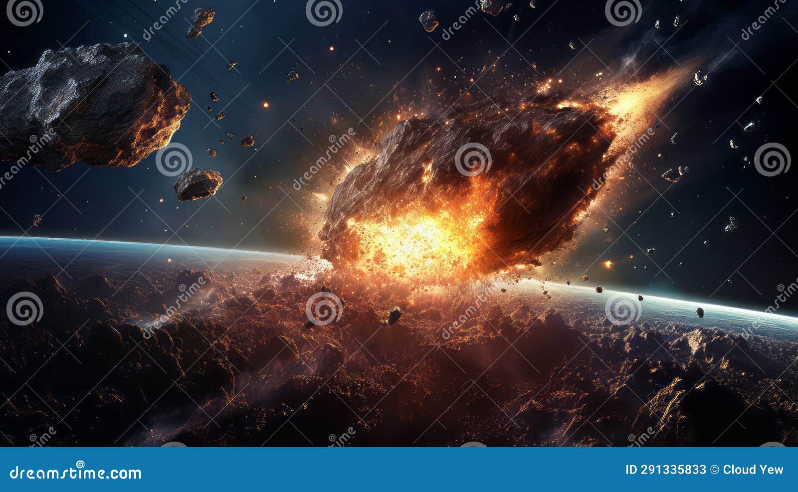 Captivating Meteorite Impact Stock Illustration - Illustration of world ...