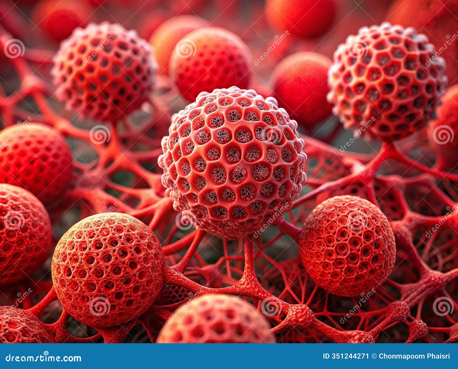 Closeup View of a Cluster of Red Blood Cells a Microscopic Exploration ...