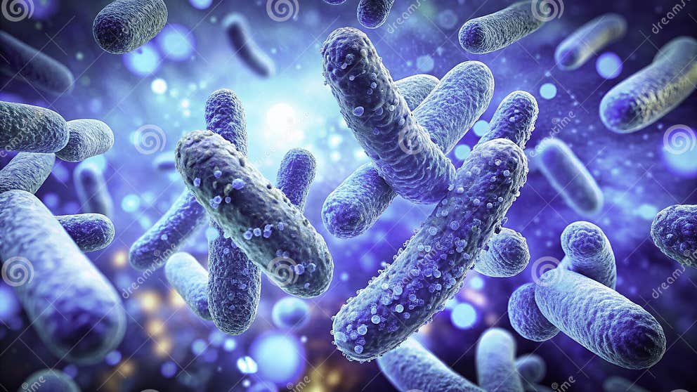 Captivating Microscopic View of Vibrant Blue Prokaryotic Bacteria in a ...