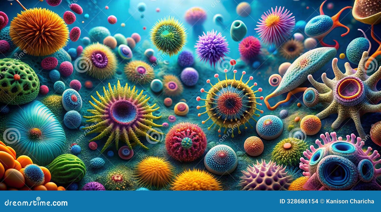 Captivating Microscopic World of Vibrant Marine Organisms and Cellular ...