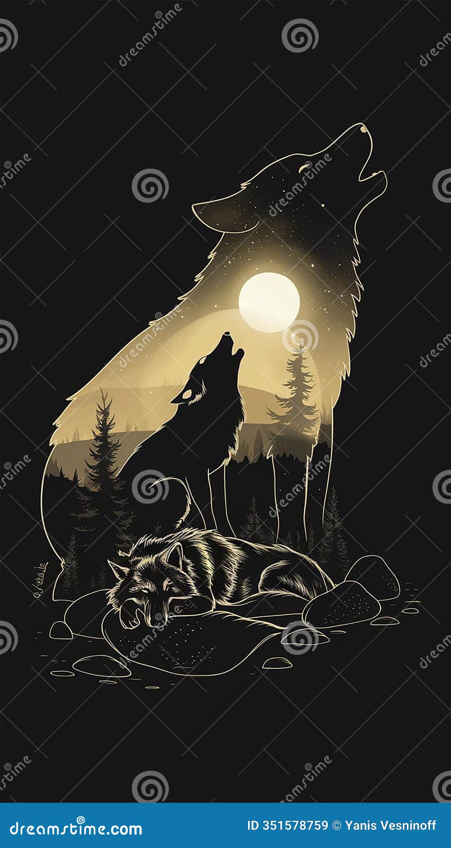 Mesmerizing Scene of a Silhouette Wolf, Whose Body Transforms into a ...