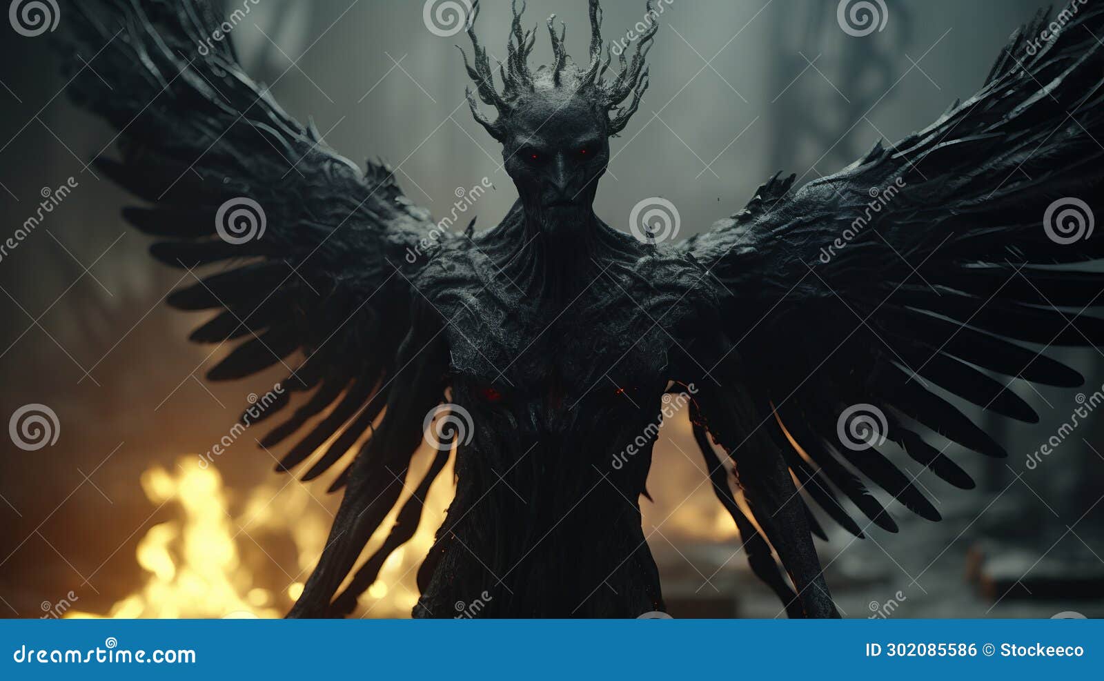 Intense Close-up: Demon with Wings in Dark Forest - Unreal Engine 5 ...
