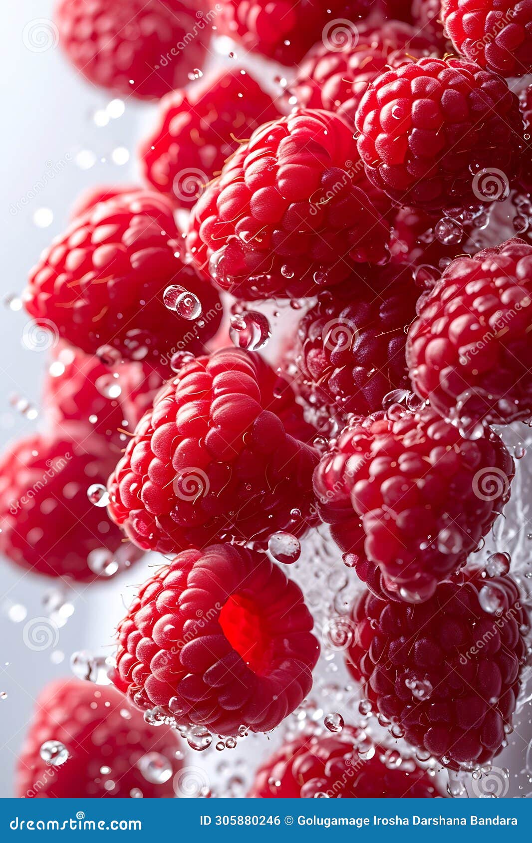 "Captivating Motion: Falling Raspberry Isolated on White Background ...