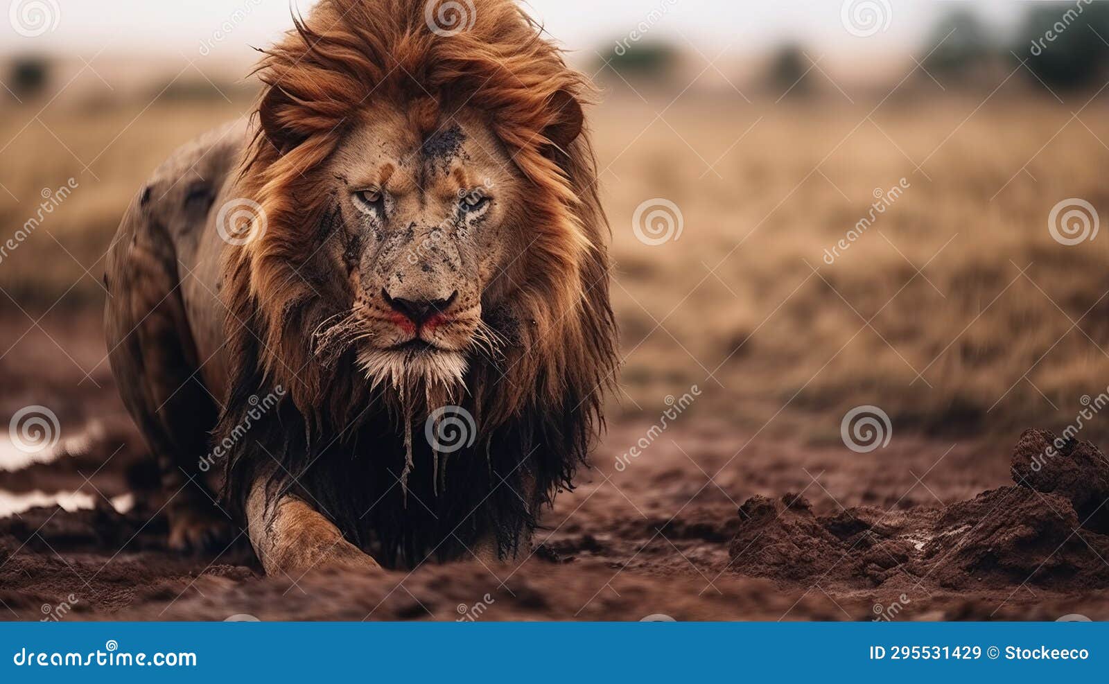 Captivating Narrative-driven Visual Storytelling: Lion in Mud Stock ...