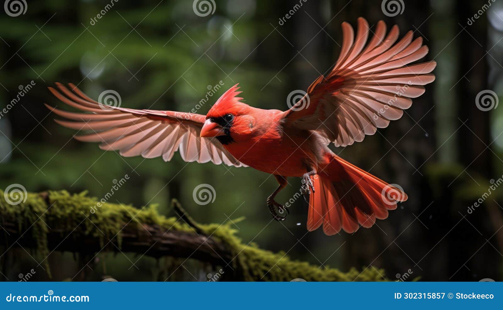 A Captivating Narrative of a Red Cardinal in Flight Stock Illustration ...