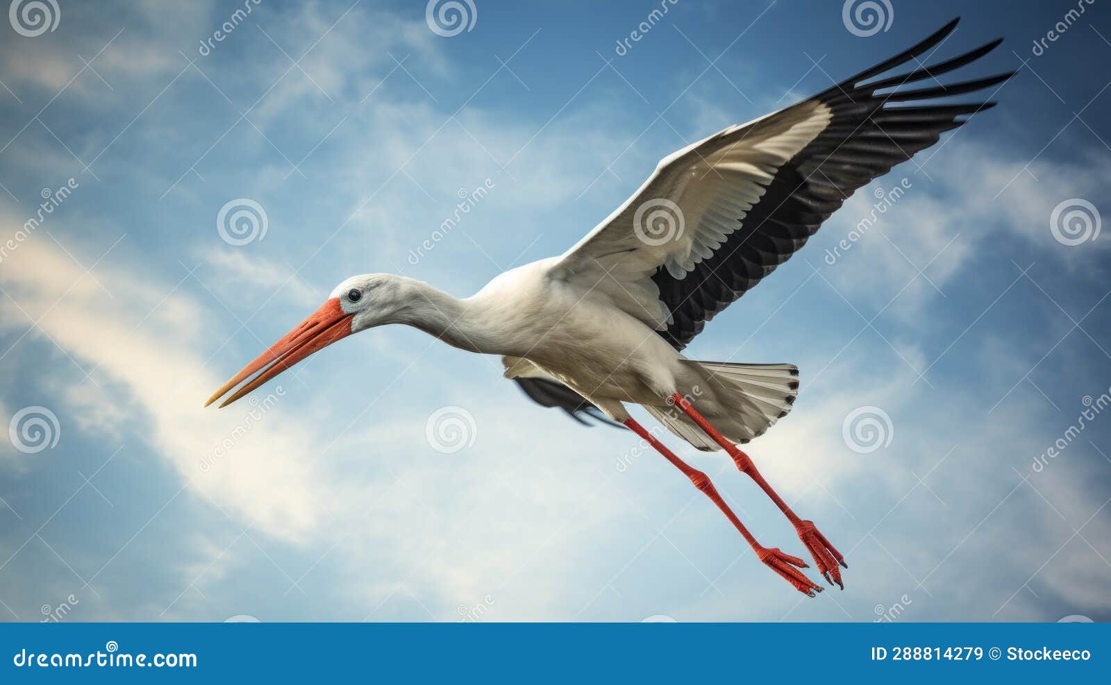 Captivating Narrative Visual: White Stork Soaring with Angular ...