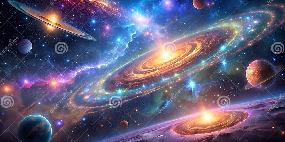 Captivating Neon Galaxies and Glowing Cosmos Expansive Sci Fi Space ...
