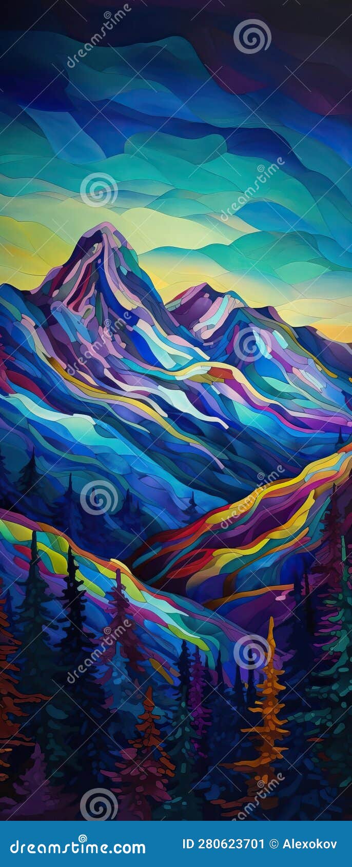 Captivating Northern Lights Over Alaskan Mountain Range . Stock ...