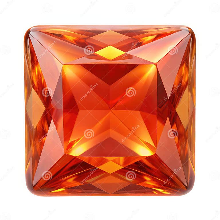 Vibrant Abstract Orange Ruby Stone with Square Facets Showcases Natural ...