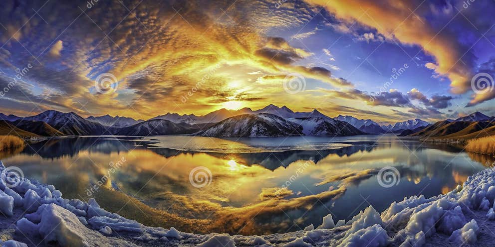 Captivating Panoramic View a Stunning Crystallized Gradient of Warm ...