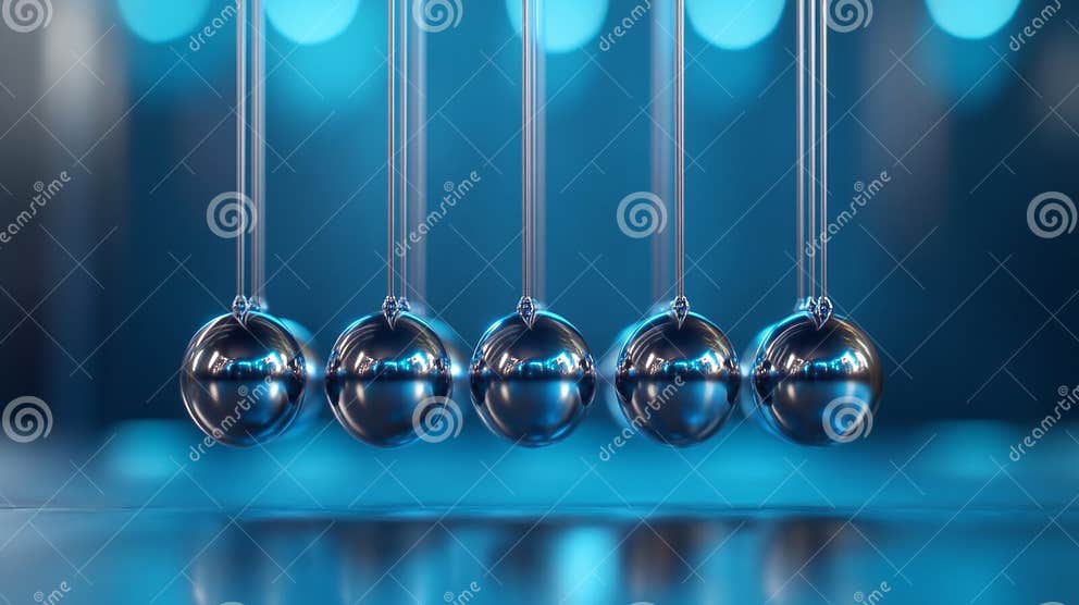 A Beautiful Display of Pendulums in Motion. the Shining Spheres Create ...